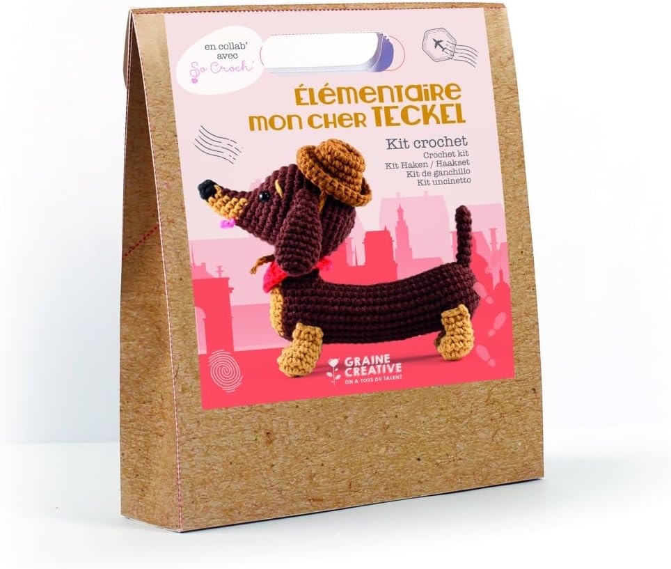Kit crochet Élémentaire mon cher Teckel- 18 cm - Graine Créative
